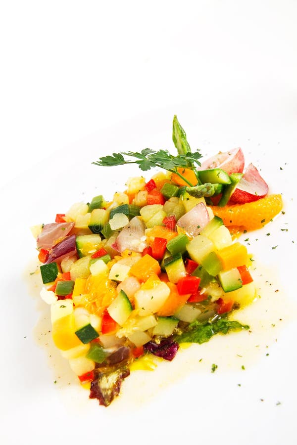 Vegetable Tartare on a White Plate Stock Image - Image of lunch ...