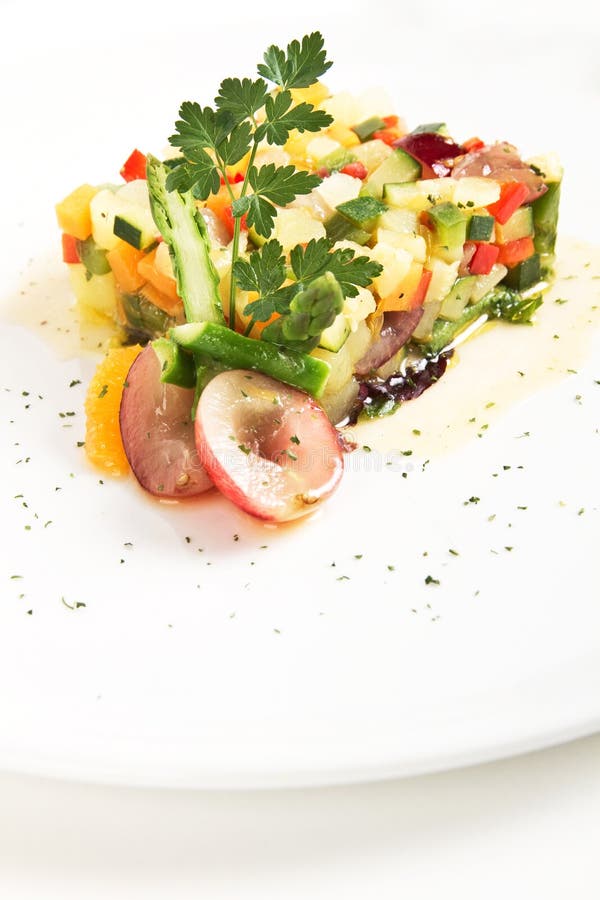 Vegetable Tartare on a White Plate Stock Photo - Image of delicious ...