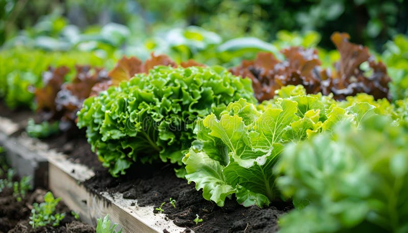 A Vegetable Garden with Delicious Lettuce Plants Stock Photo - Image of ...