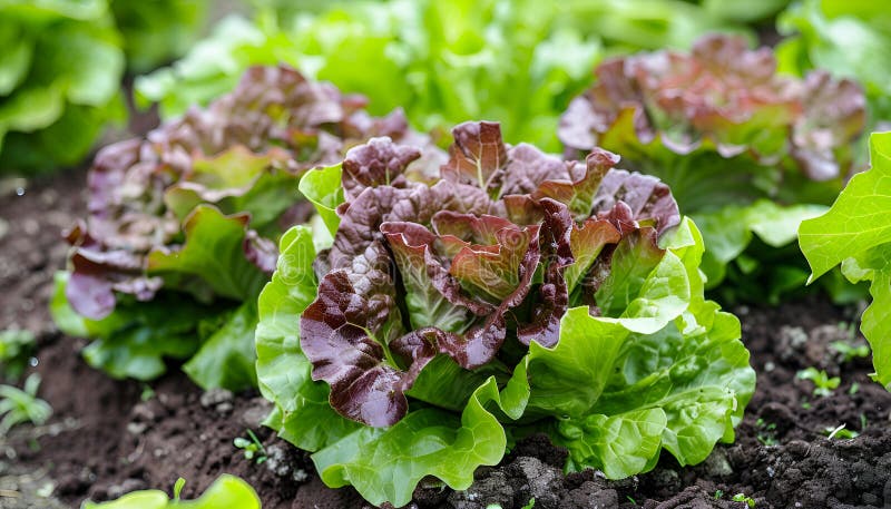 A Vegetable Garden with Delicious Lettuce Plants Stock Photo - Image of ...