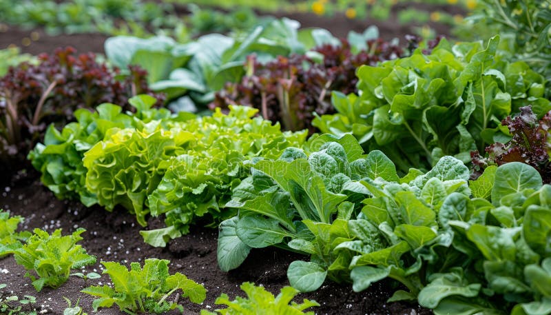 A Vegetable Garden with Delicious Lettuce Plants Stock Image - Image of ...