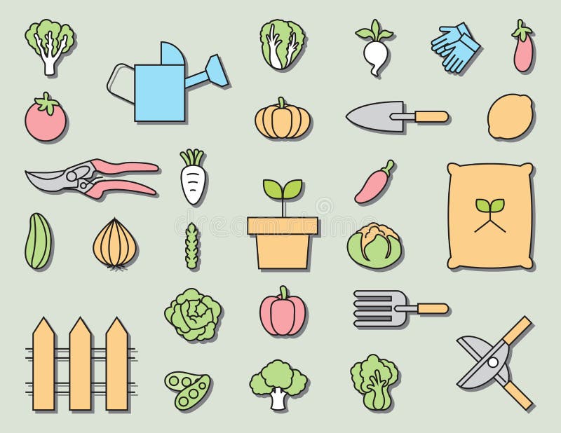 Vegetable Garden and Gardening Equipment ,vector Icon Stock Vector ...