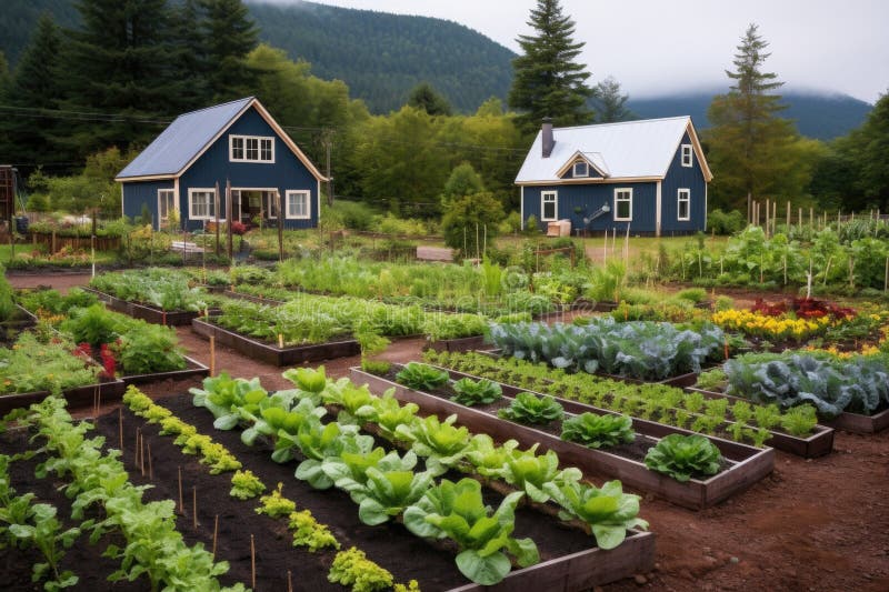 Vegetable Garden in a Self-sufficient Homestead Stock Photo - Image of ...