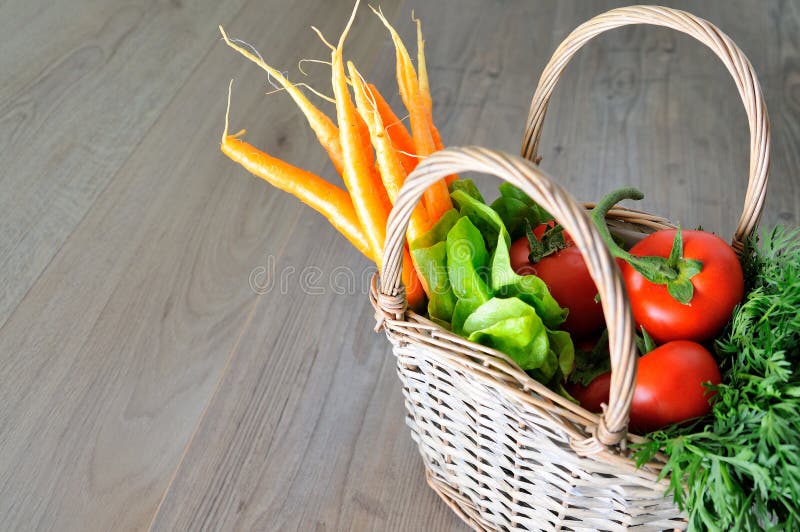 Vegetable Groceries on the Wooden Kitchen Table Stock Photo - Image of ...