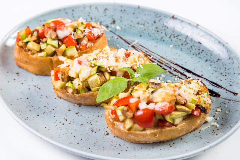 Vegetable Bruschetta in Studio Stock Image - Image of green, brunch ...