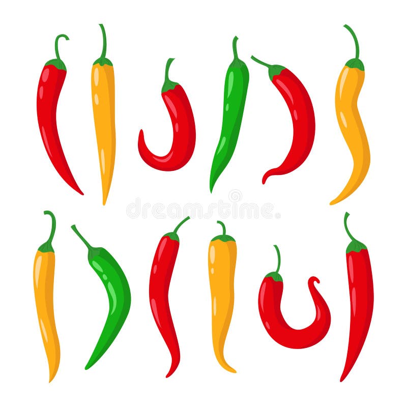 Vegetable Icon Set of Chili Pepper Stock Vector - Illustration of color ...