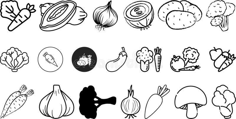 Vegetable Icon Set Collection, Vegetable, Fresh, Organic, Healthy ...