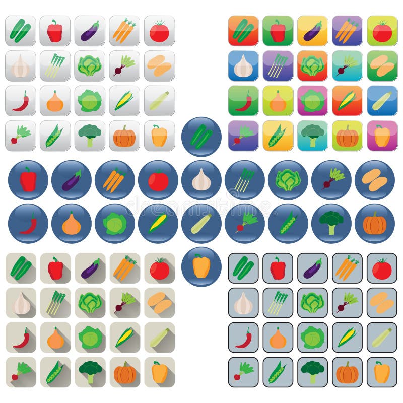 Vegetable Icons in Various Styles. Stock Vector - Illustration of icon ...