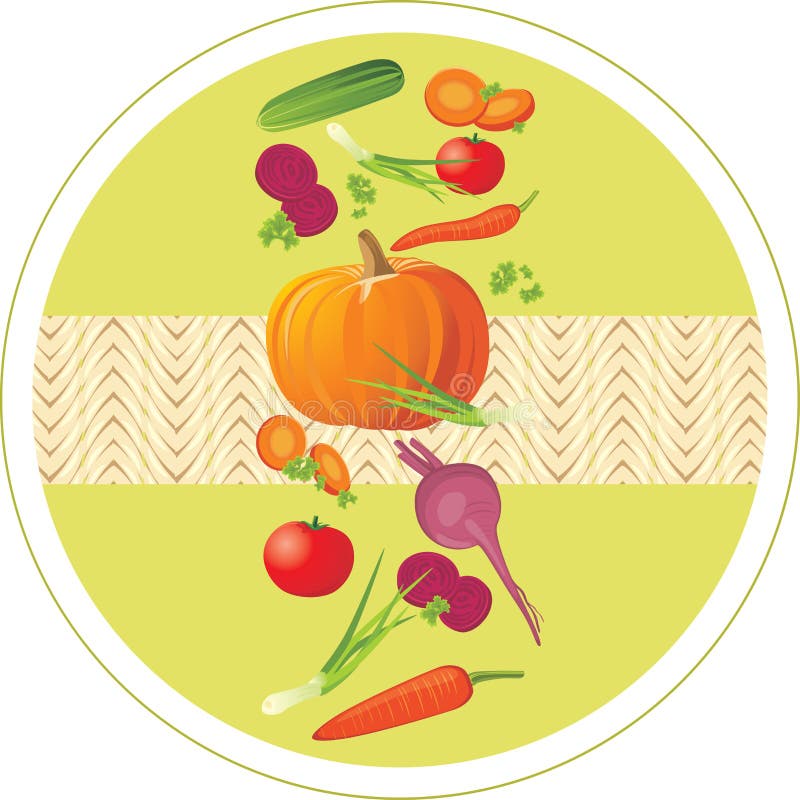 Vegetable Ingredients. Circle Sticker Stock Vector - Illustration of ...