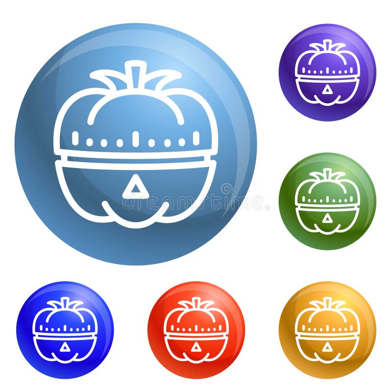 Vegetable Kitchen Timer Icons Set Vector Stock Vector - Illustration of ...