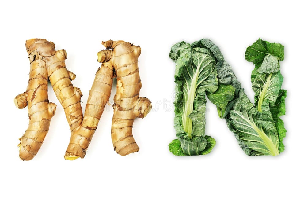 Vegetable Letters "M" and "N Stock Illustration - Illustration of group ...