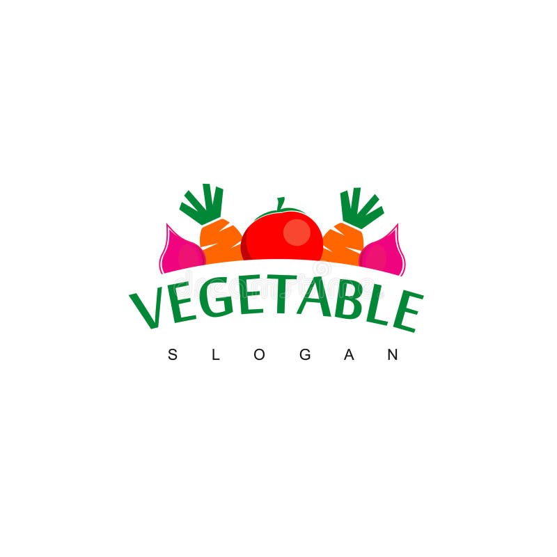 Vegetable Logo Design for Vegan Food Label Stock Vector - Illustration ...