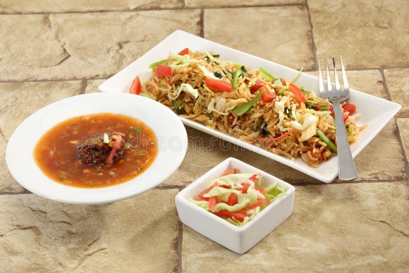 Vegetable Manchurian with Fried Rice Stock Photo - Image of manchurian ...