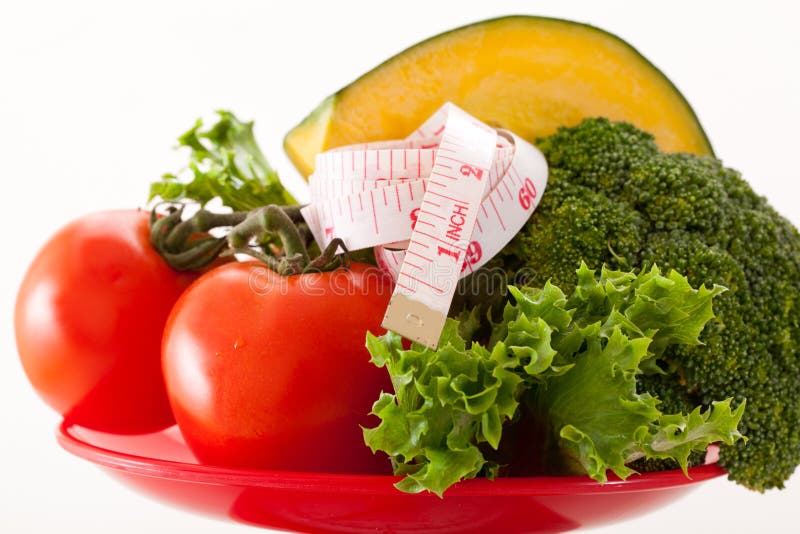 Vegetable and Measuring Tape Stock Photo - Image of food, control ...