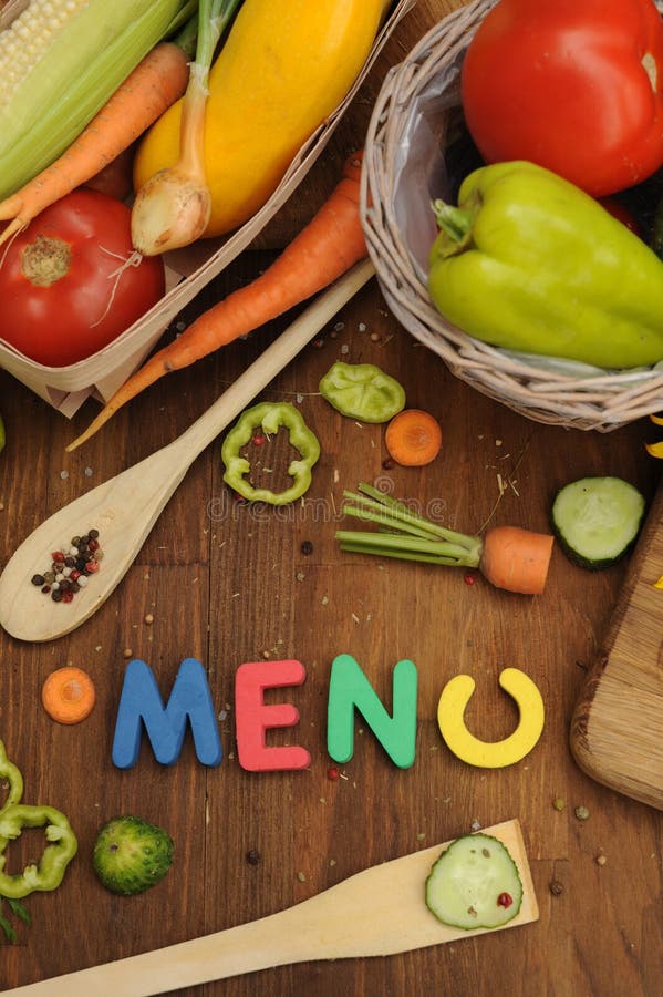 Vegetable Menu Template with Lettering Stock Photo - Image of border ...