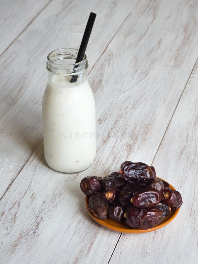 Vegetable Milk with Dates. Date Smoothie. Stock Photo - Image of milk ...