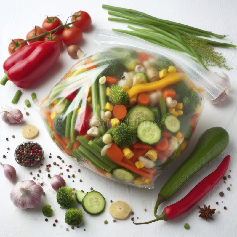 Vegetable Mix in Vacuum on a White Background. Ai Generative Stock ...