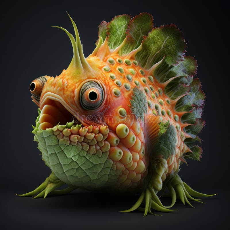 Vegetable Monsters Hyper Realistic Photo on Black Background Generative ...