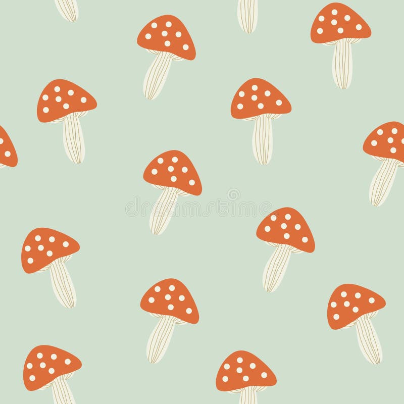 Vegetable Mushroom All Over Print Seamless Pattern Stock Vector ...