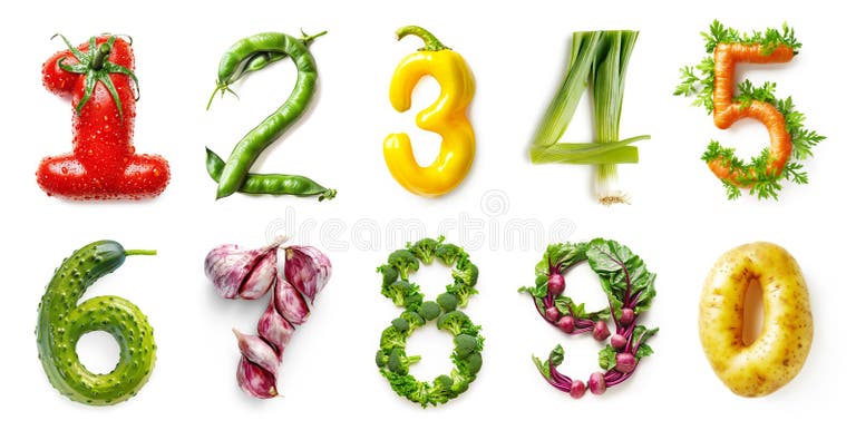 Vegetable Numbers Set stock illustration. Illustration of sale - 308239749