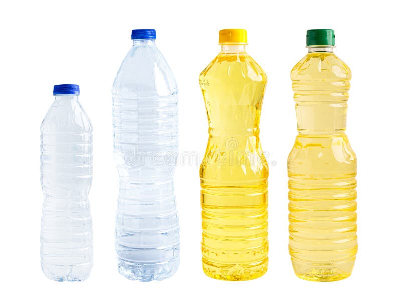 Vegetable Oil and Water in Bottle Isolated on White Background Stock ...