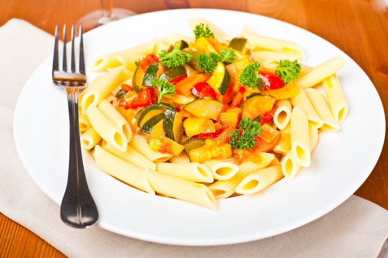 Vegetable pasta stock photo. Image of courgette, carrot - 19005956