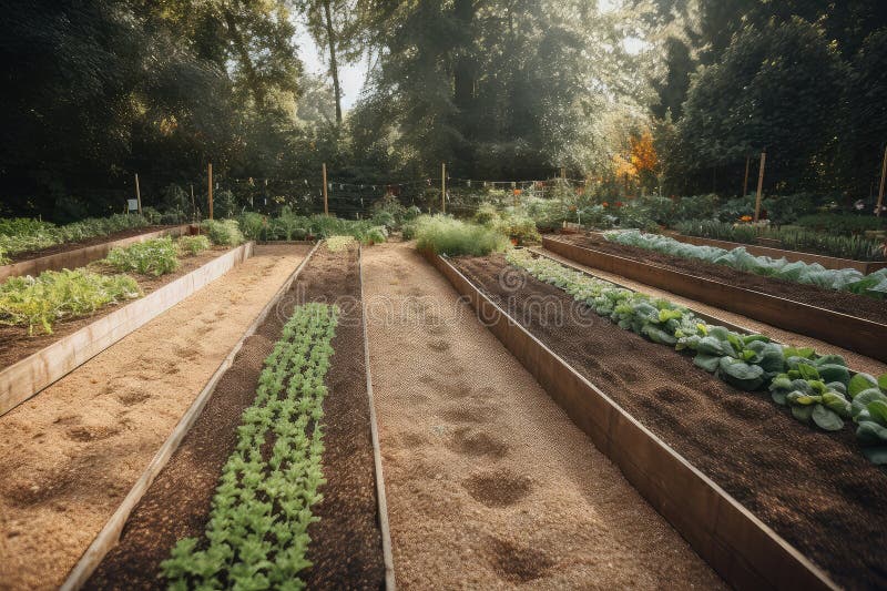 Vegetable Patch with Rows of Freshly Planted Seeds Stock Illustration ...