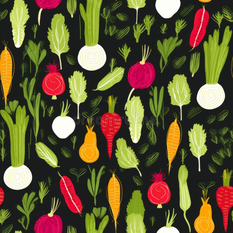 Vegetable Pattern - Colorful Veggies Forming a Seamless Pattern Stock ...