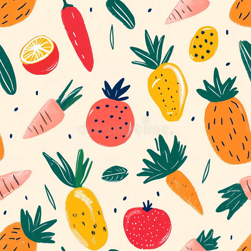 Vegetable Pattern, Flat Illustration of Veggies Stock Illustration ...