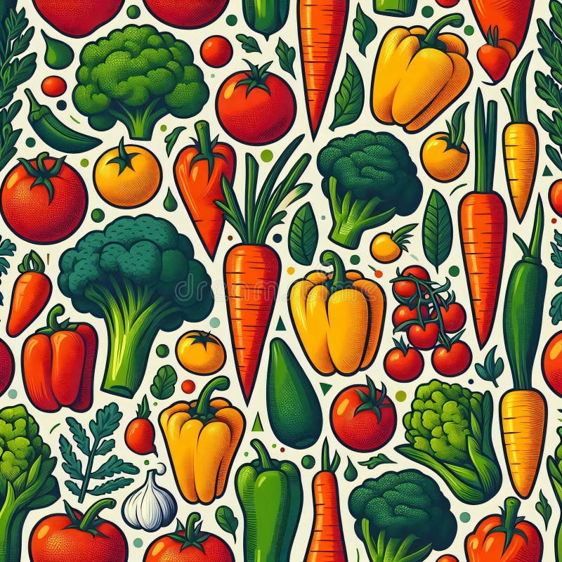 Vegetable patterns vector stock illustration. Illustration of flower - 332046877