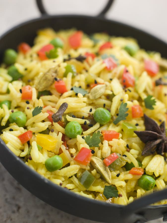 Vegetable Pilau Rice in a Balti Dish Stock Image - Image of foods, meal ...