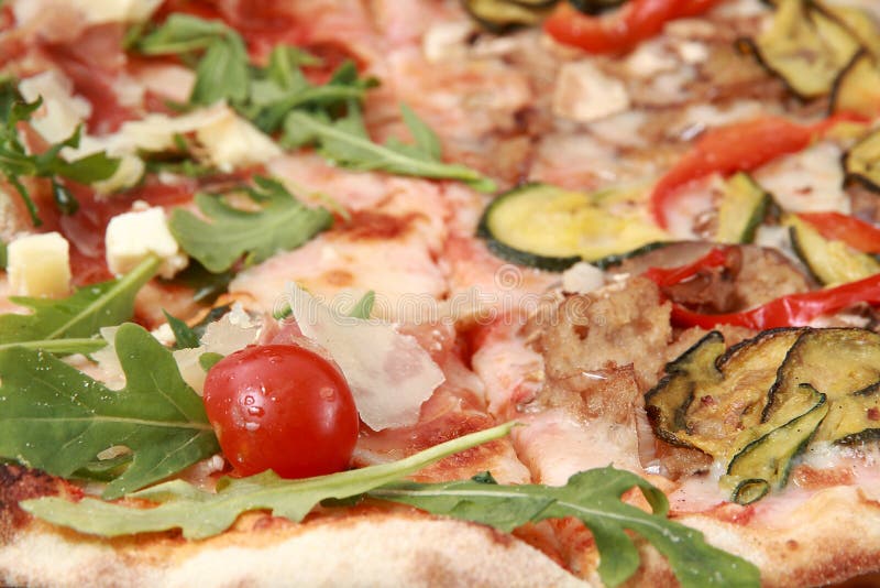 Vegetable pizza stock image. Image of leaf, cheese, basil - 61147279