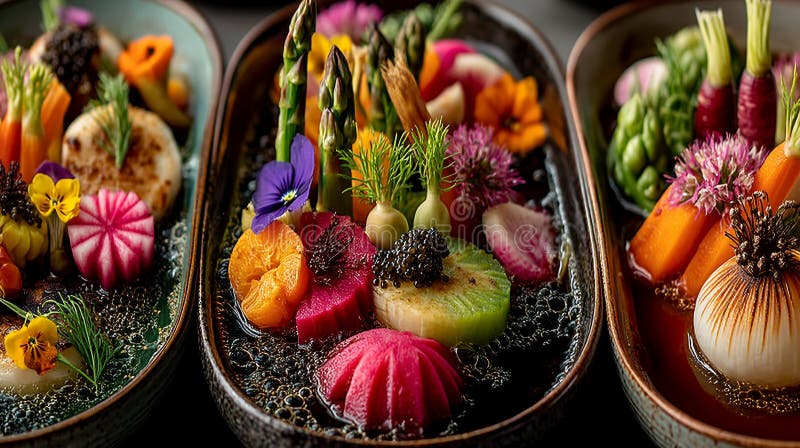 Vegetable Platter Featuring Assorted Garden Vegetables in a Broth Stock ...
