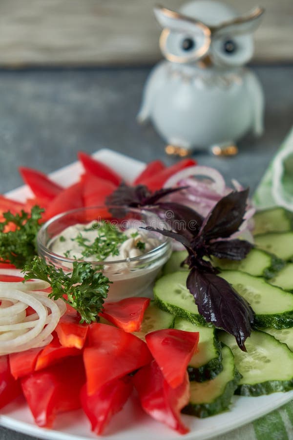 Vegetable Platter on a Plate an Table Stock Photo - Image of beans ...