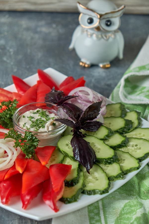 Vegetable Platter on a Plate an Table Stock Photo - Image of ...