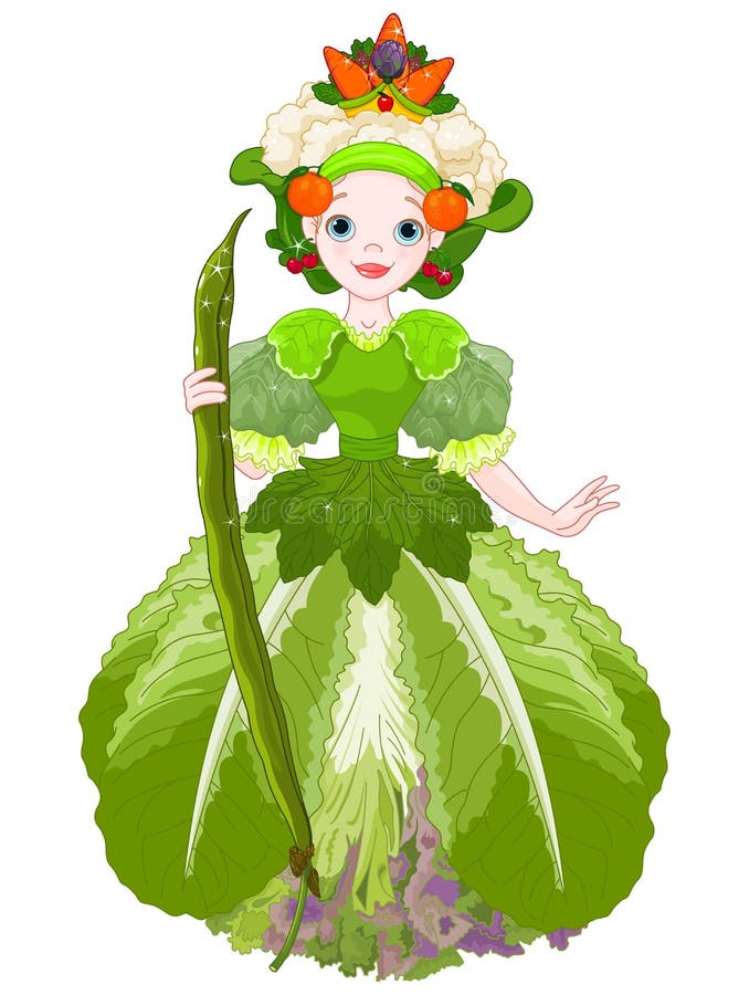 Vegetable Queen stock vector. Illustration of dress, icons - 71389461