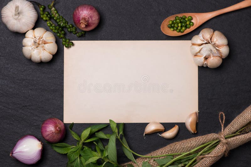 Open menu book with salads stock photo. Image of eating - 2435404