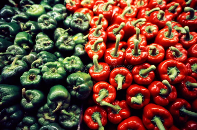 Red and green capsicum stock image. Image of uncooked - 348659737