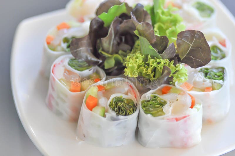 Vegetable Roll or Fresh Spring Roll Stock Image - Image of carrot ...