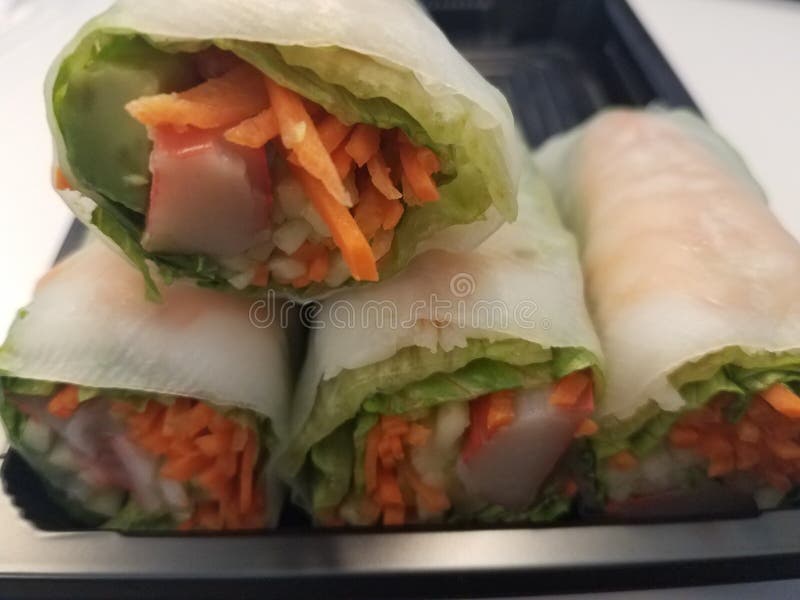 Vegetable Rolls with Rice Paper and Carrots Stock Image - Image of ...