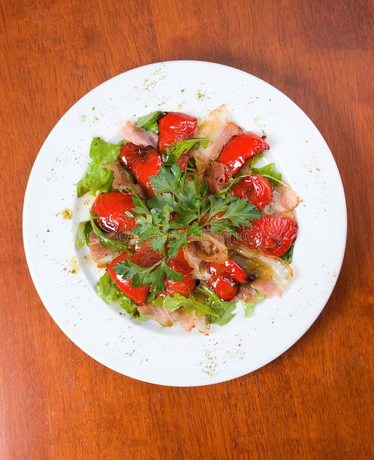 Vegetable Salad with Bacon. Stock Photo - Image of vegetables, roasted ...