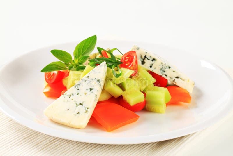 Vegetable Salad with Blue Cheese Stock Photo - Image of food, gourmet ...