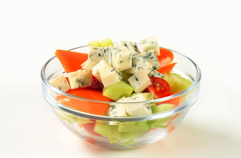 Vegetable Salad with Blue Cheese Stock Photo - Image of dairy, mixed ...