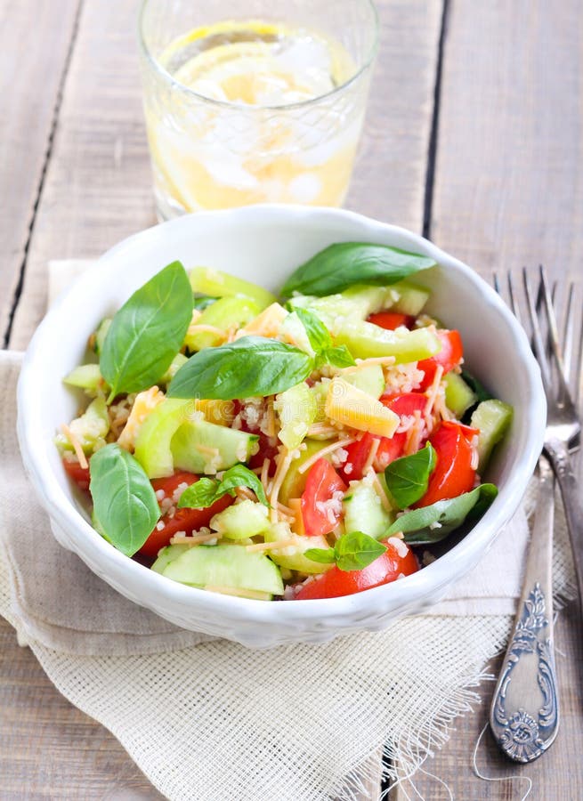 Vegetable salad stock photo. Image of savory, pasta, bulgur - 41559540