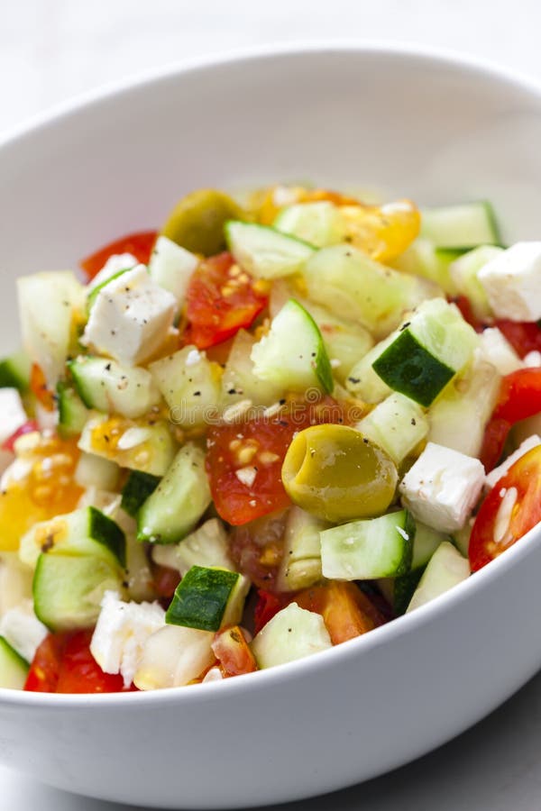 Vegetable Salad with Feta Cheese Stock Image - Image of vegetable ...