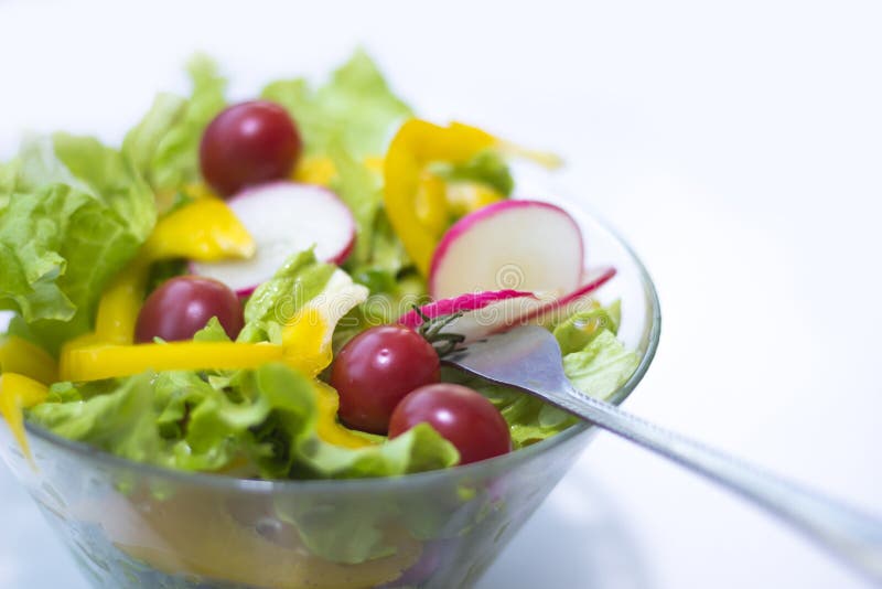 Vegetable salad with fork stock photo. Image of food - 51746848