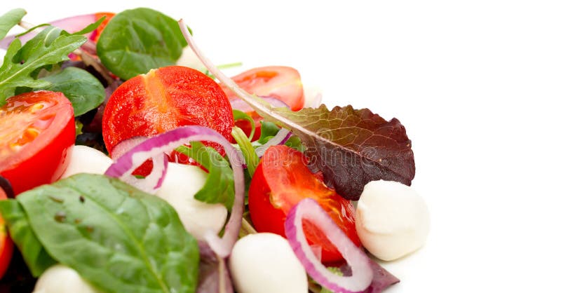 Vegetable Salad with Mini Mozzarella Stock Image - Image of spinach ...