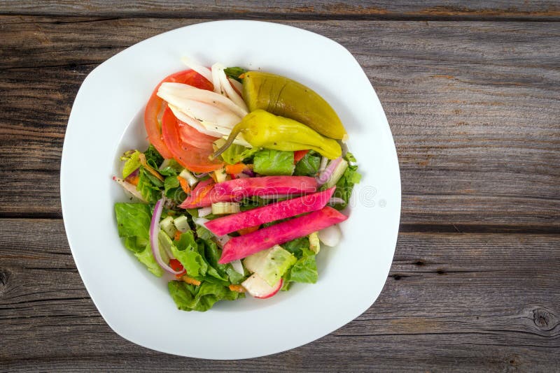 Vegetable Salad with Pickled Turnip Stock Photo - Image of pepper, view ...