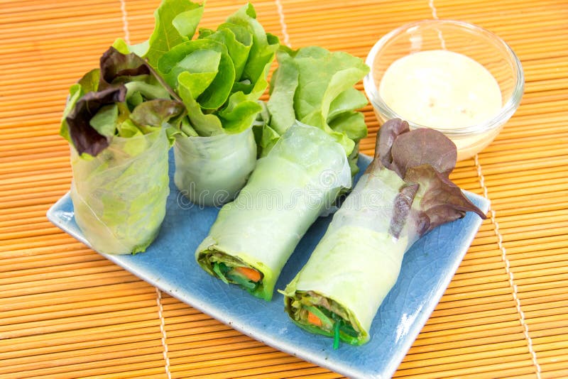 Vegetable Salad Roll on Plate Stock Image - Image of fried, delicious ...