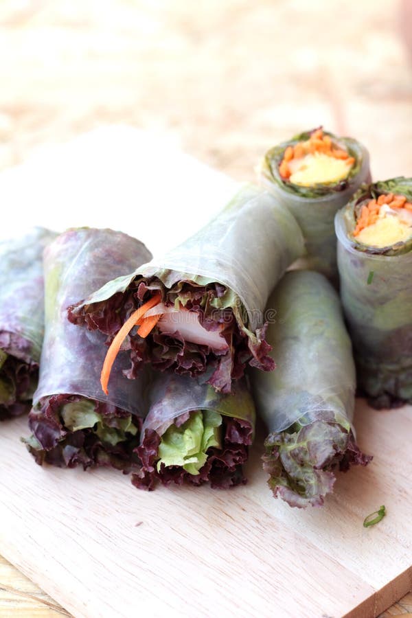 Vegetable Salad Wrapped into Spring Rolls Delicious Stock Photo - Image ...